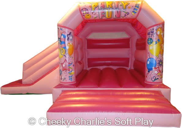 Pink Party Fun Side Slide Bouncy Castle - Bouncy Castle and Soft Play ...